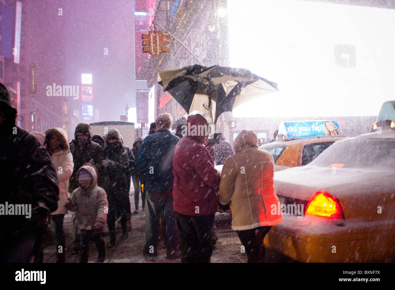 Times square snow storm hi-res stock photography and images - Alamy
