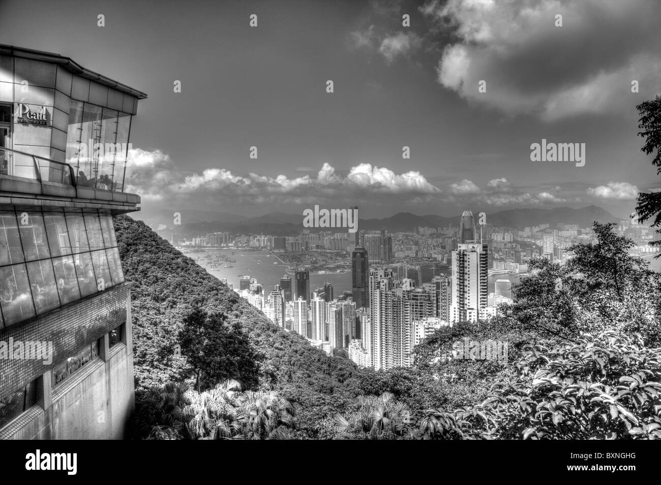 The amazing Hong Kong skyline as seen from The Peak lookout in the day ...