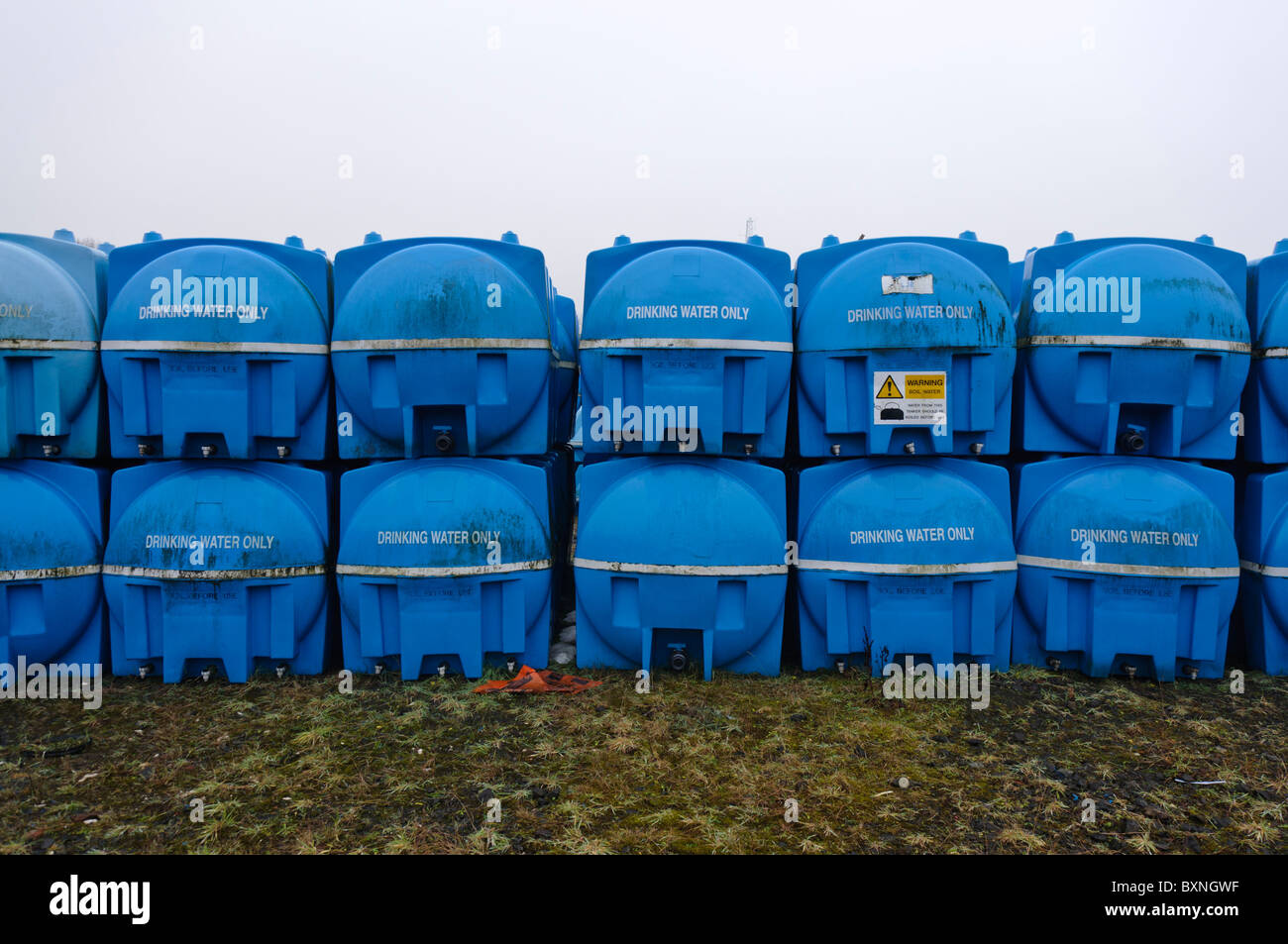 Emergency drinking water storage tanks in storage Stock Photo - Alamy