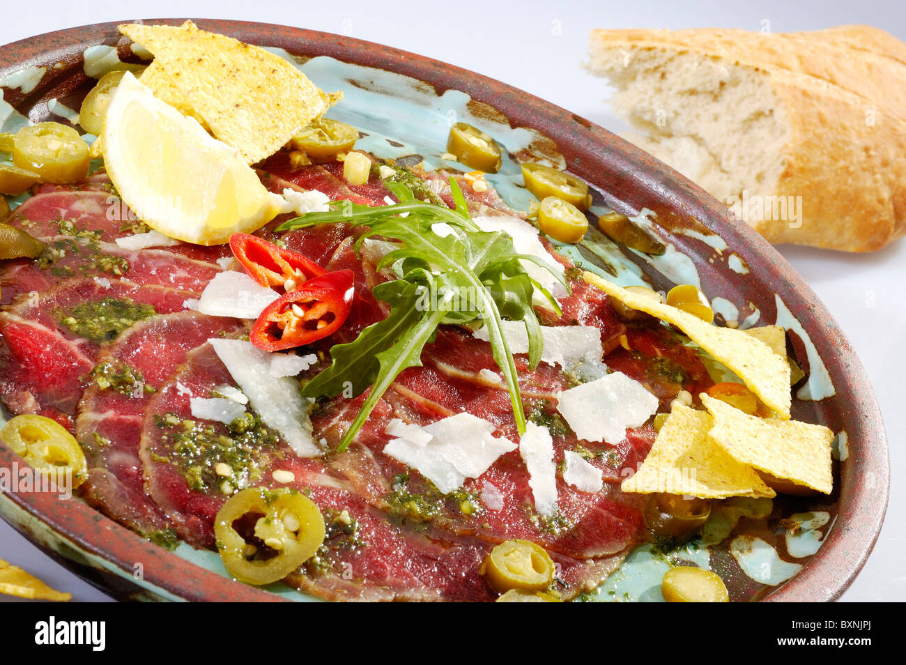specialty of mexican and aztec cuisine carpaccio dish Stock Photo - Alamy