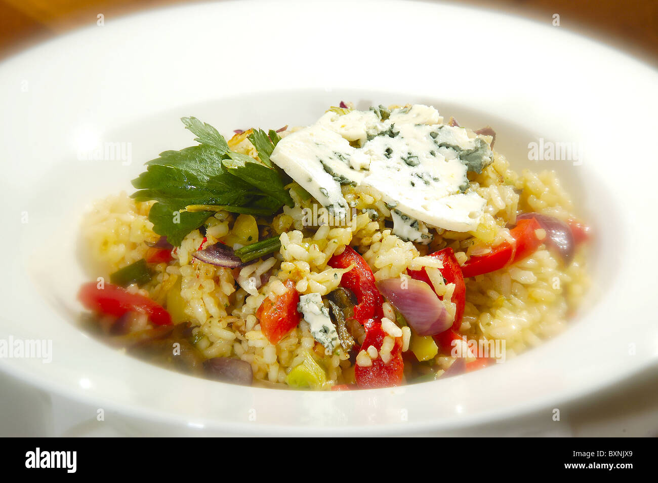Italian risotto w vegetable and blue cheese Stock Photo - Alamy