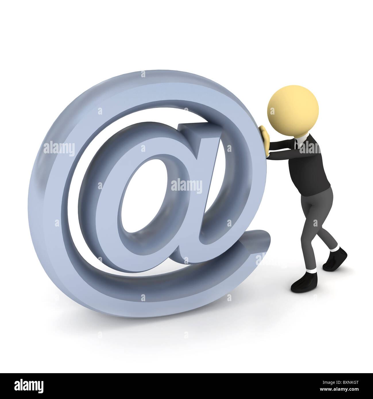 3d person with e-mail sign over white. 3d render Stock Photo - Alamy