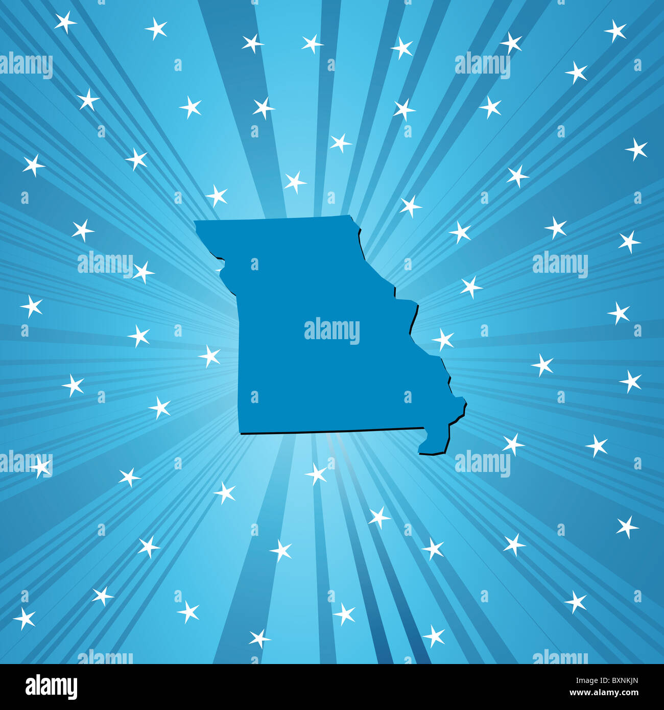 Blue Missouri map Stock Photo - Alamy