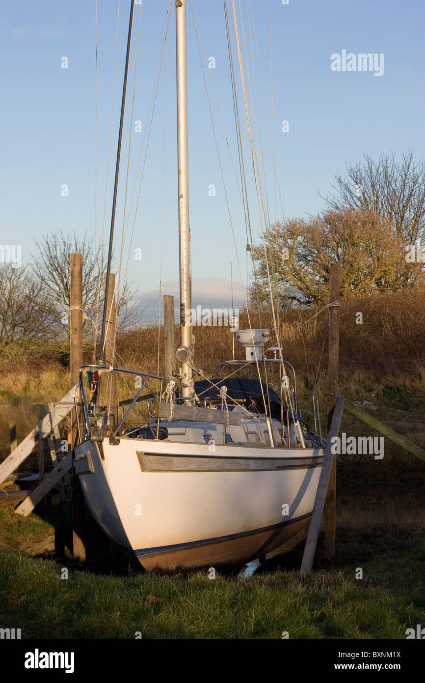 Yacht laid up in winter berth Stock Photo - Alamy