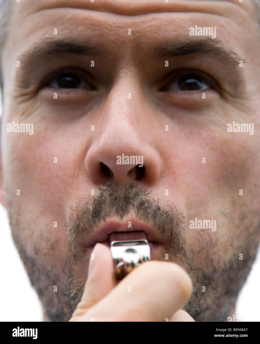 Sport, Ball Games, Referees, Male referee blowing whistle Stock Photo ...