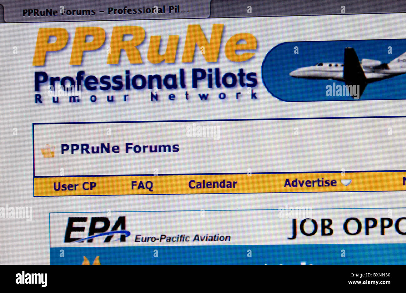 Screenshot of Professional Pilots Rumour Network Stock Photo - Alamy