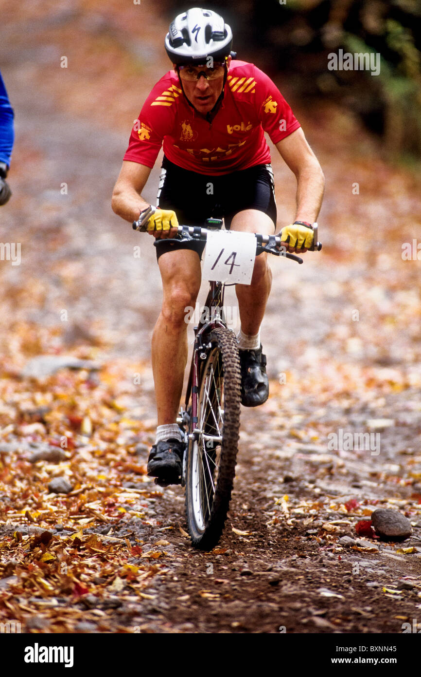 Male mountain biker competing in a race. 1993 NY State Championships ...