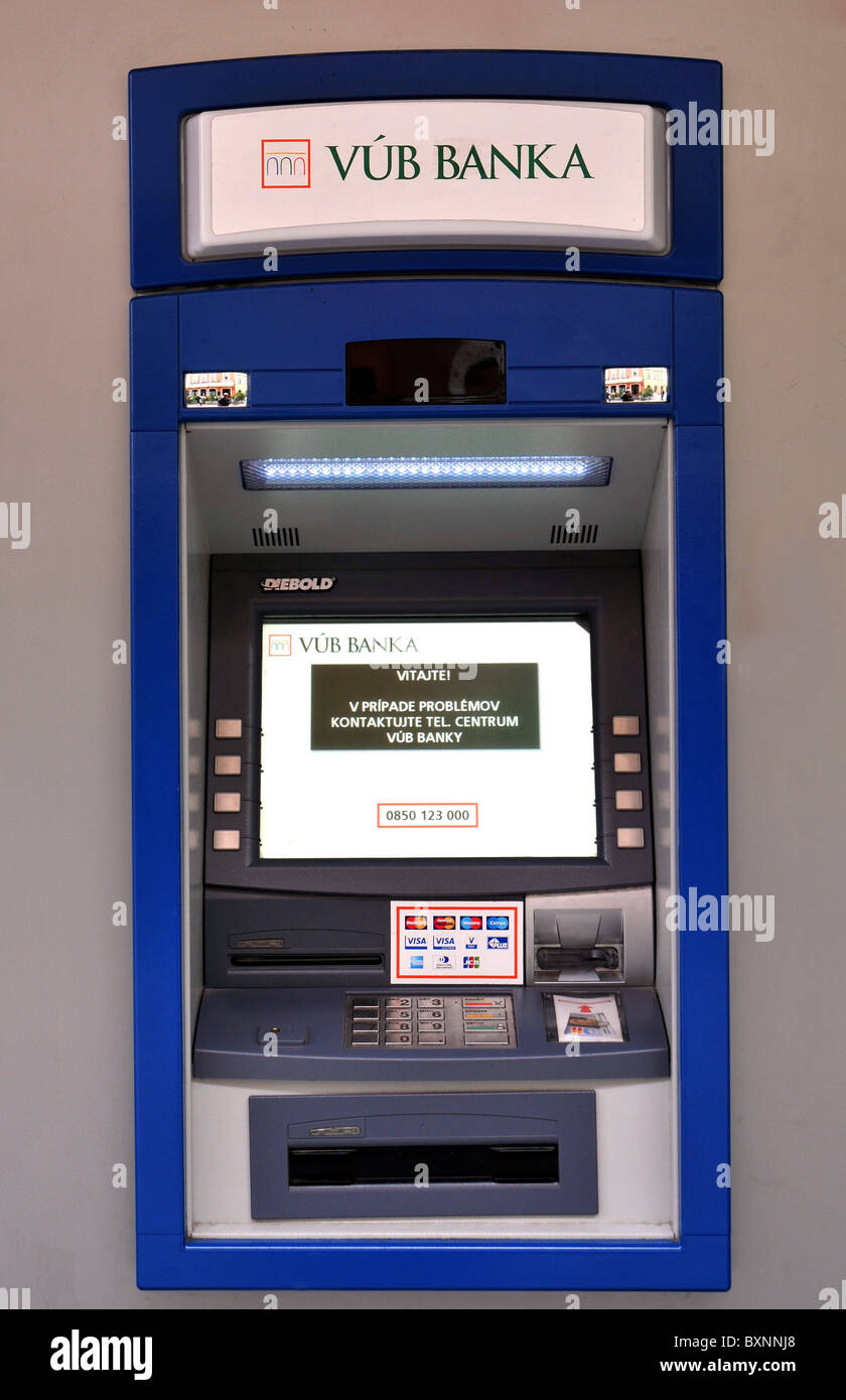 Bank cash machine, Bratislava, Slovakia Stock Photo - Alamy