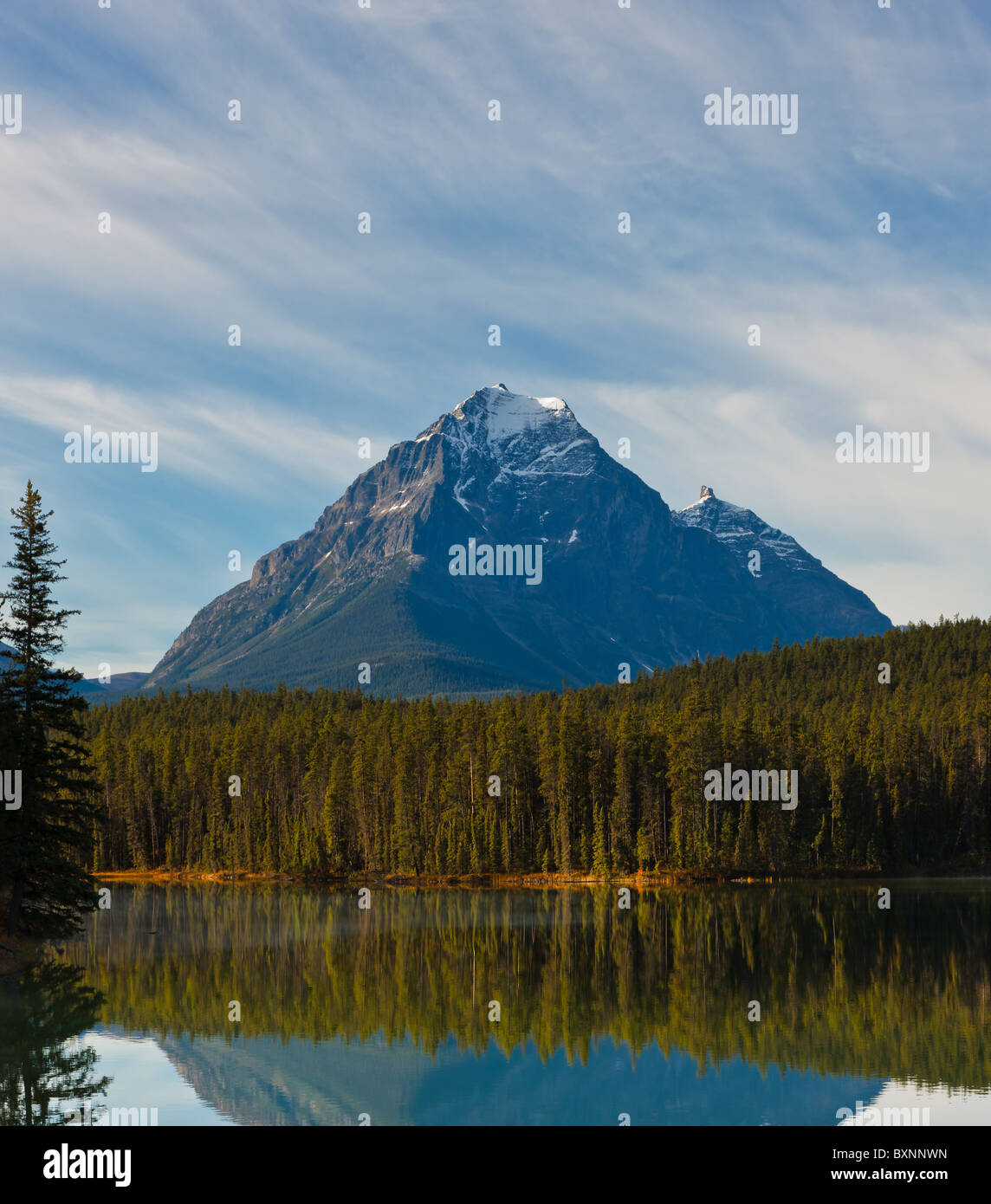 Reflections of Whirlpool Peak over Leach Lake, Jasper National Park ...