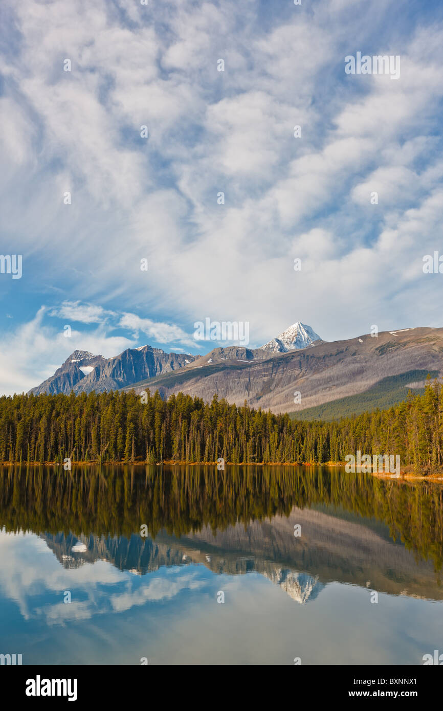 Reflections of Mount Fryatt and Whirlpool Peak over Leach Lake, Jasper ...