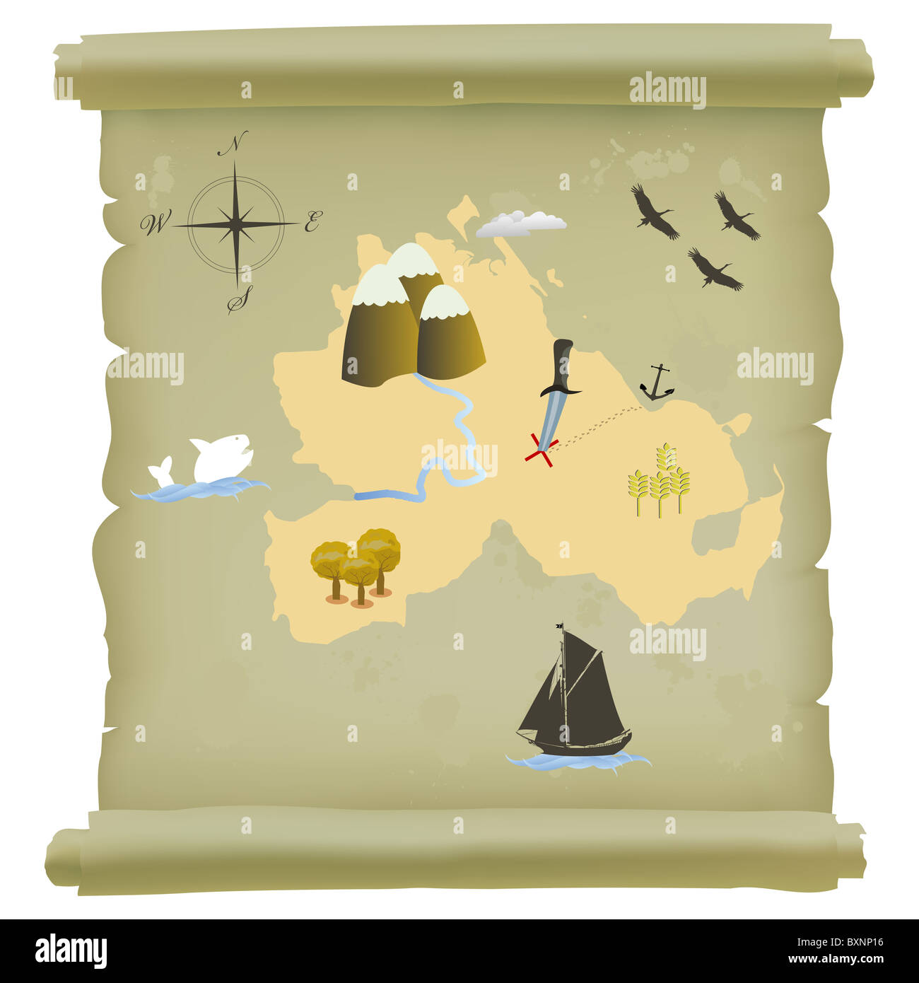 Treasure island map Cut Out Stock Images & Pictures - Alamy