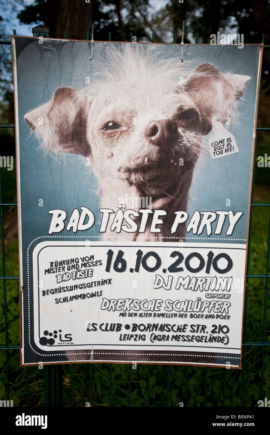 Poster for a Bad Taste Party in Leipzig, Saxony, Germany, Europe Stock ...