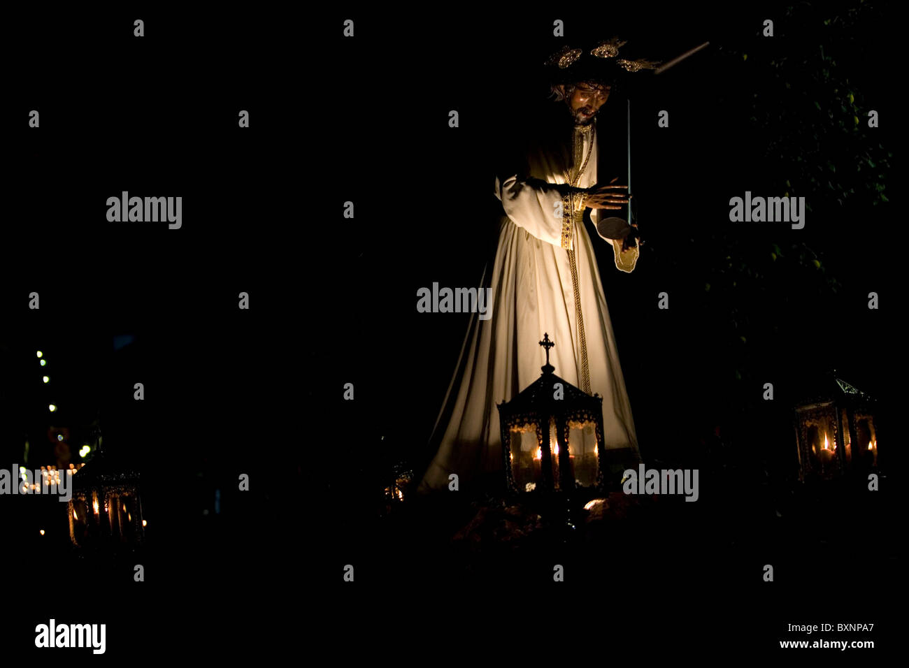 The statue of Christ carrying the cross during a Holy Week procession ...
