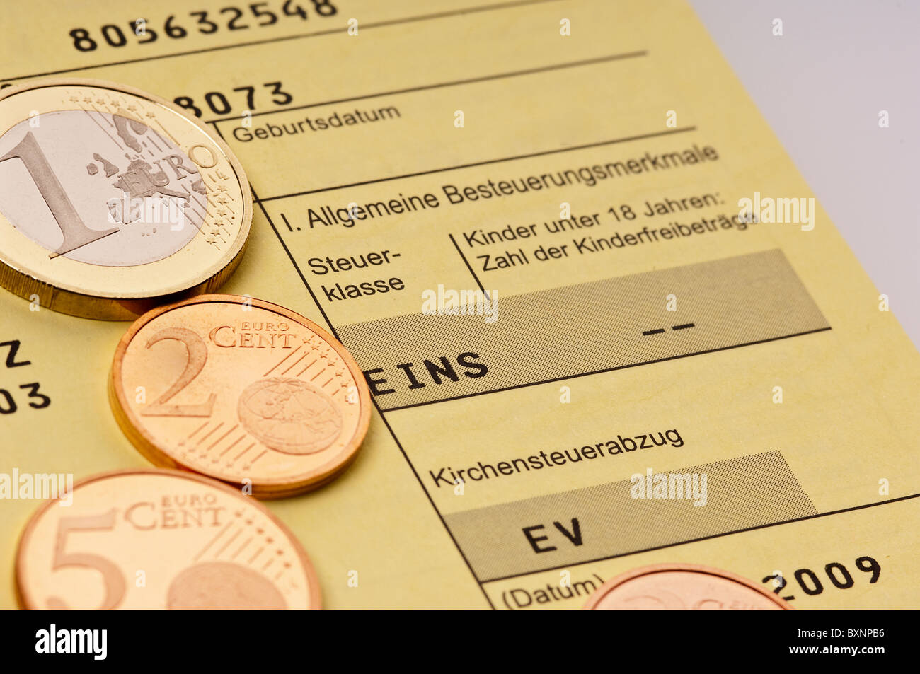 German tax card Stock Photo - Alamy