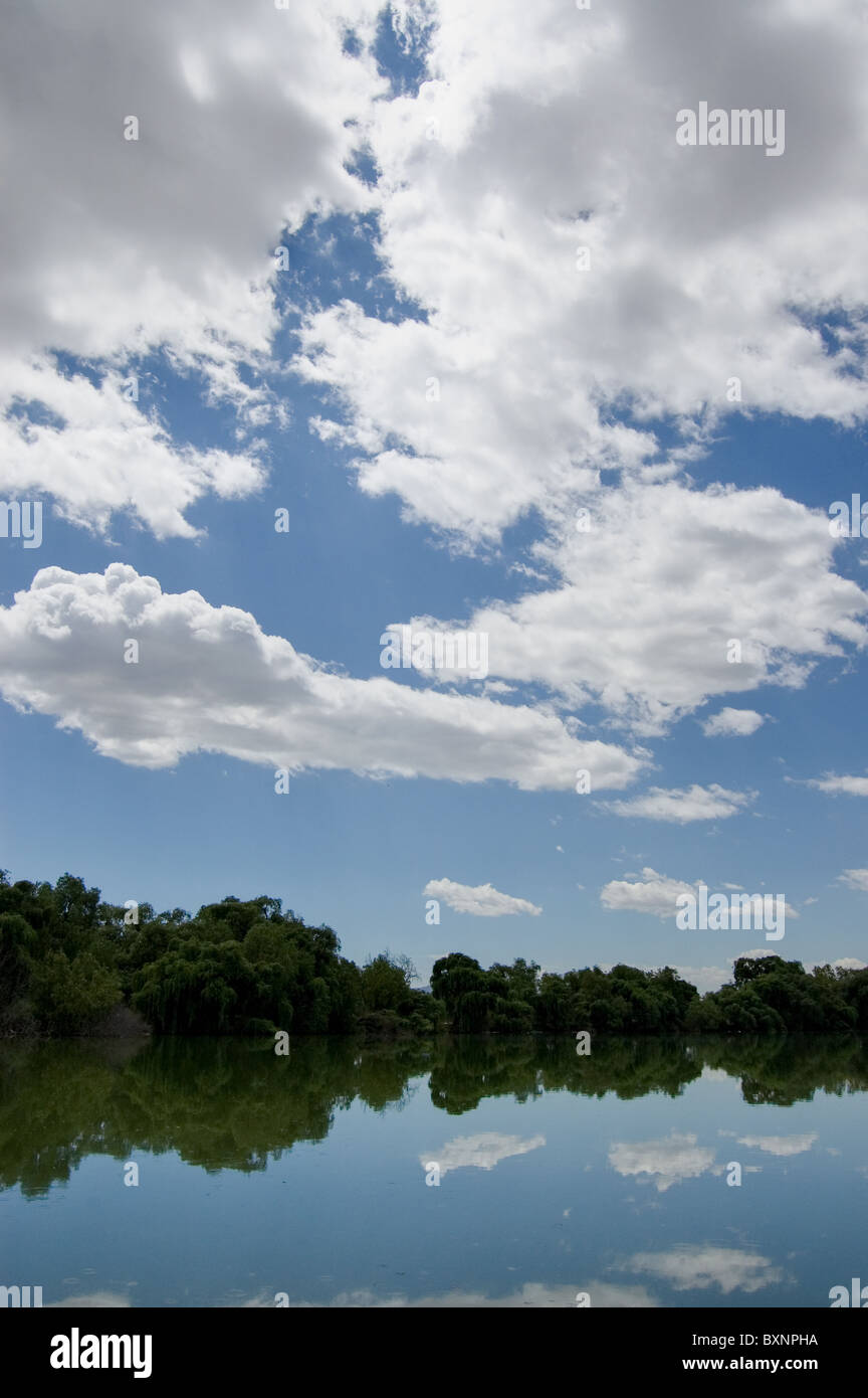 Clouds reflection over a lake in Mexico Stock Photo - Alamy