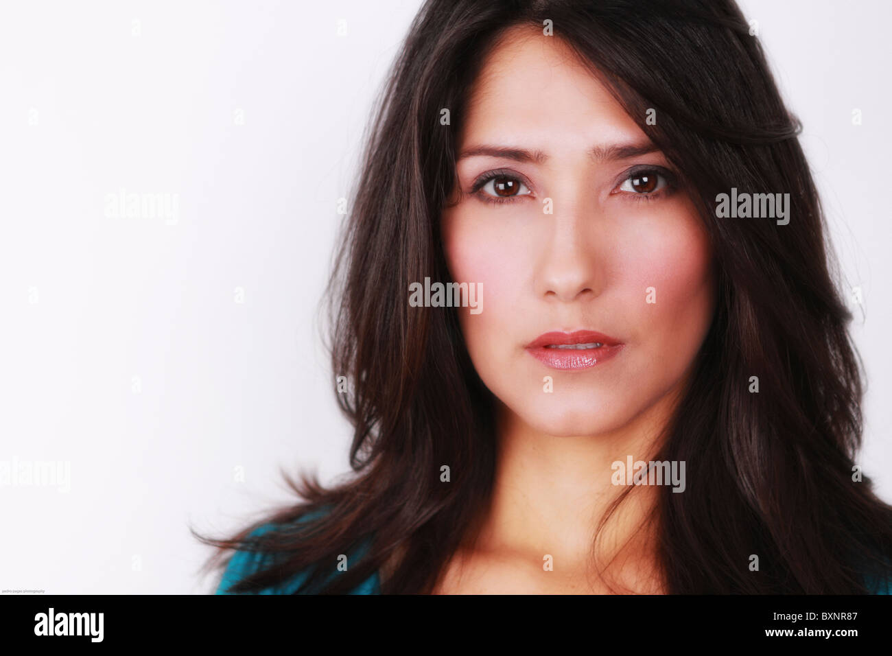 beauty headshot of latina hispanic woman model Stock Photo - Alamy