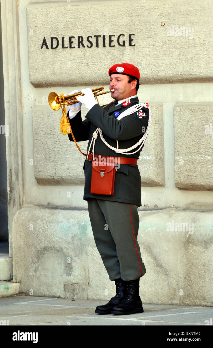 Austrian soldier with bugle, Austria, Europe Stock Photo - Alamy