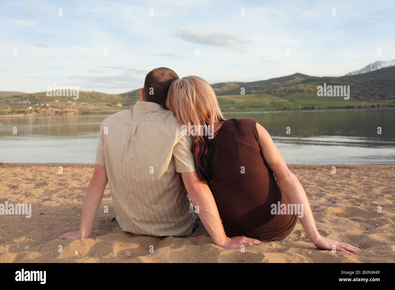 Man on mountain beach rear view hi-res stock photography and images - Alamy