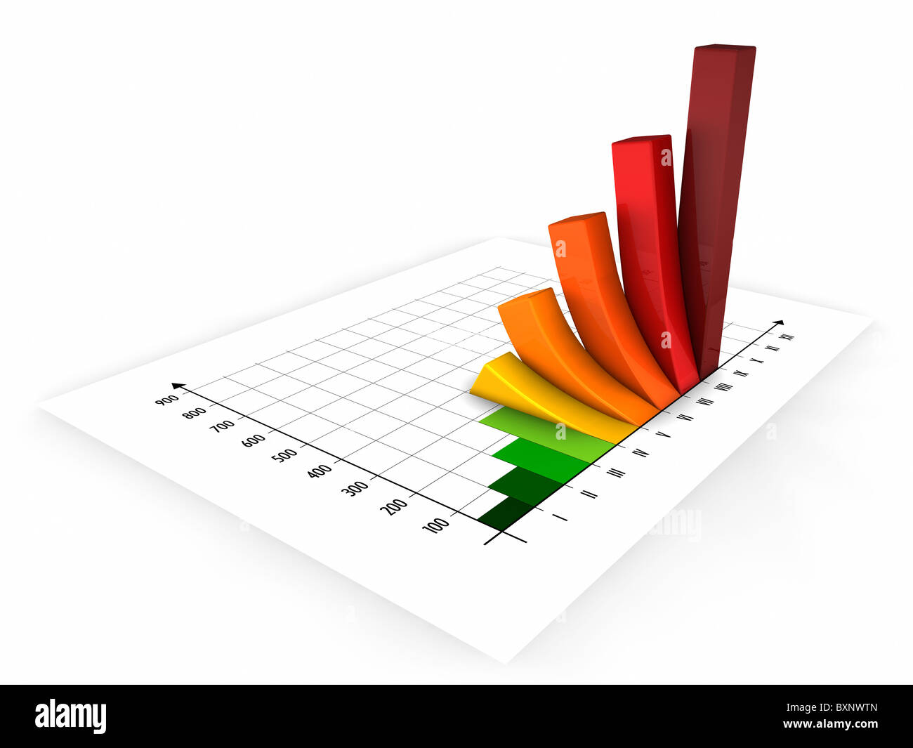 Color business chart outgoing from the printed page Stock Photo - Alamy