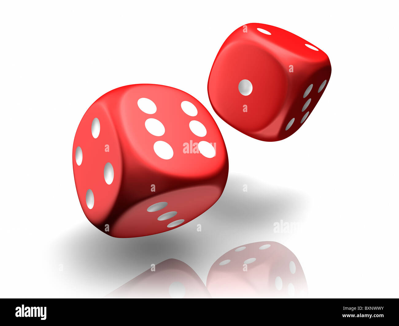 Falling red dices on a white background, 3d render Stock Photo - Alamy