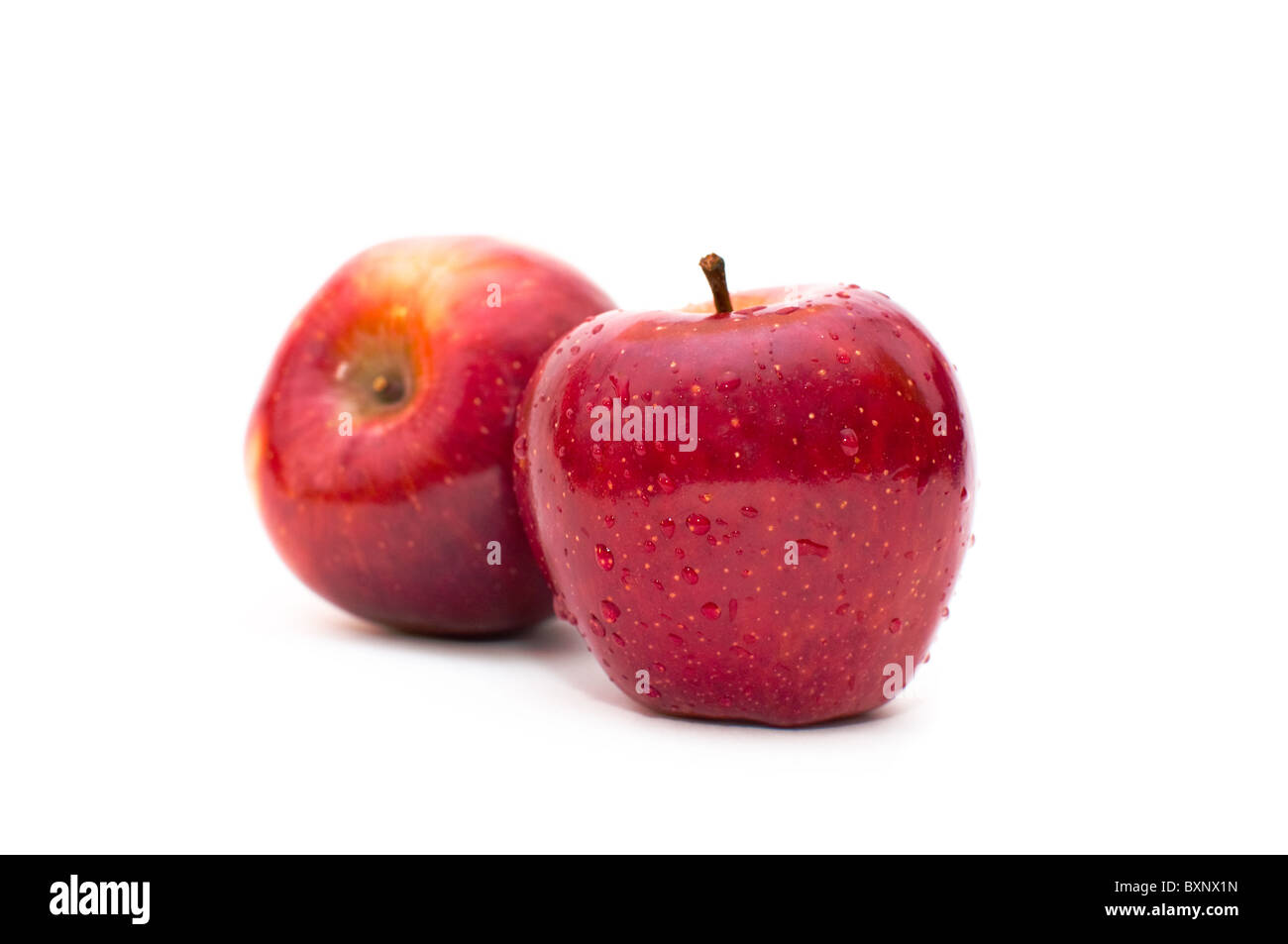 A pair of red fresh organic apples, close up image Stock Photo - Alamy