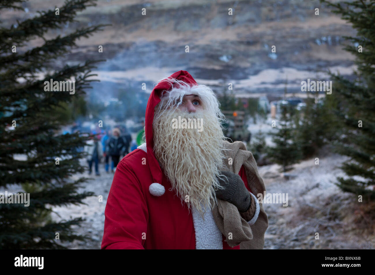 Santa Claus in open nature, Iceland Stock Photo - Alamy