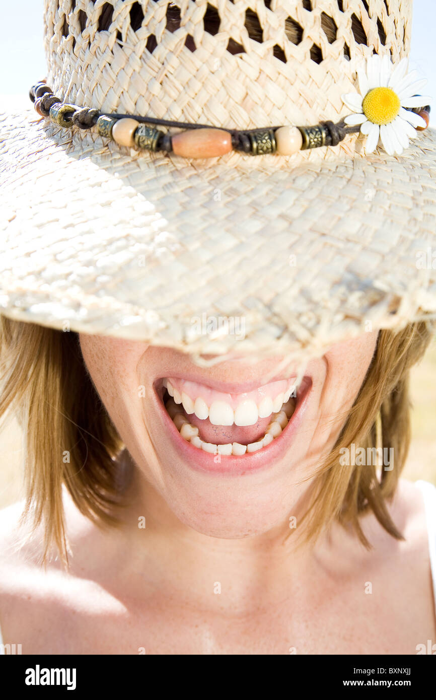 woman with straw hat Stock Photo - Alamy
