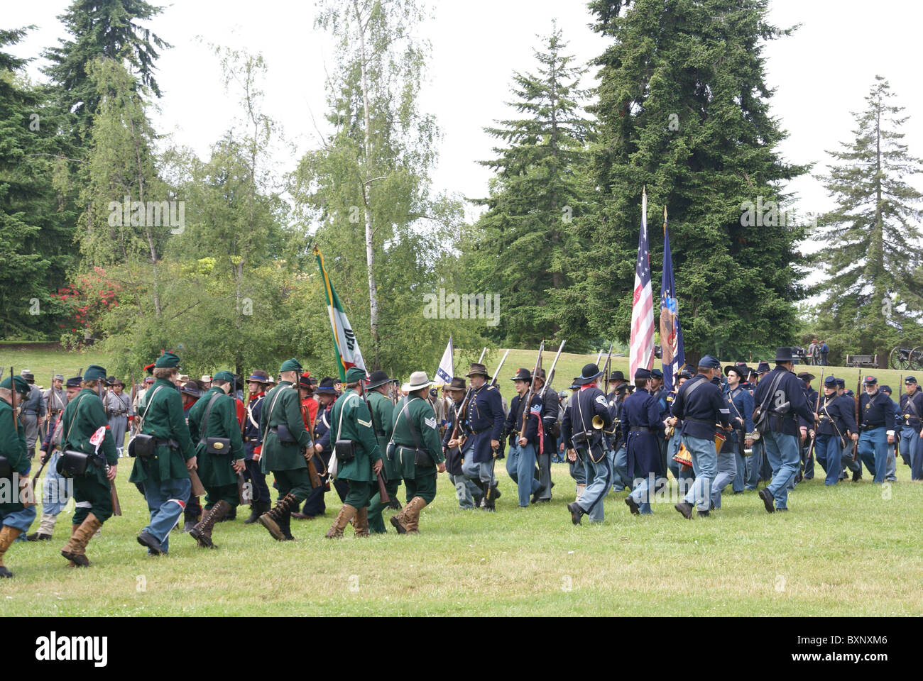 PORT GAMBLE, WA - JUN 20: Civil War reenactors participate in a mock ...