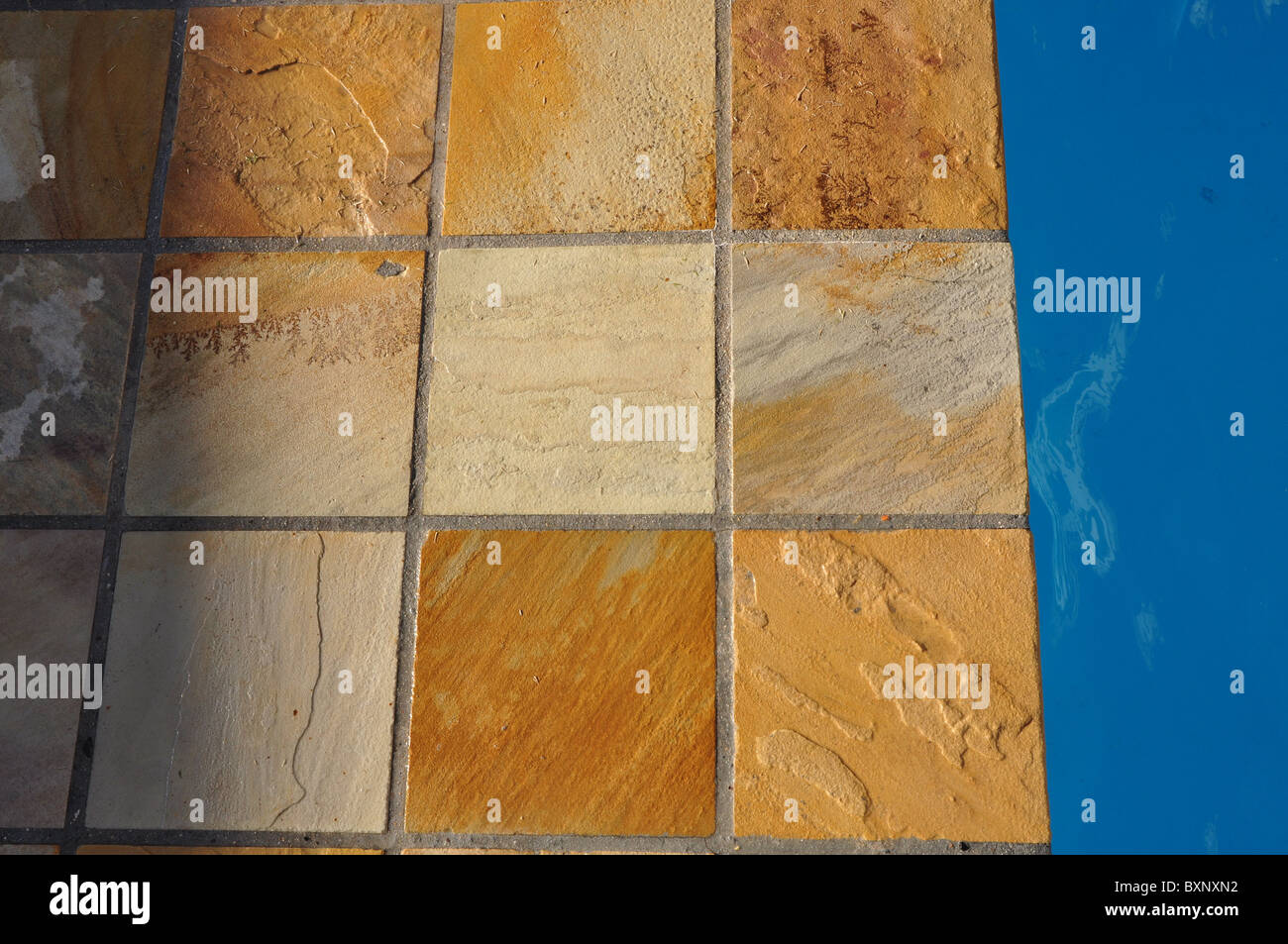 Namibian sandstone by the pool.stone slabs Stock Photo - Alamy