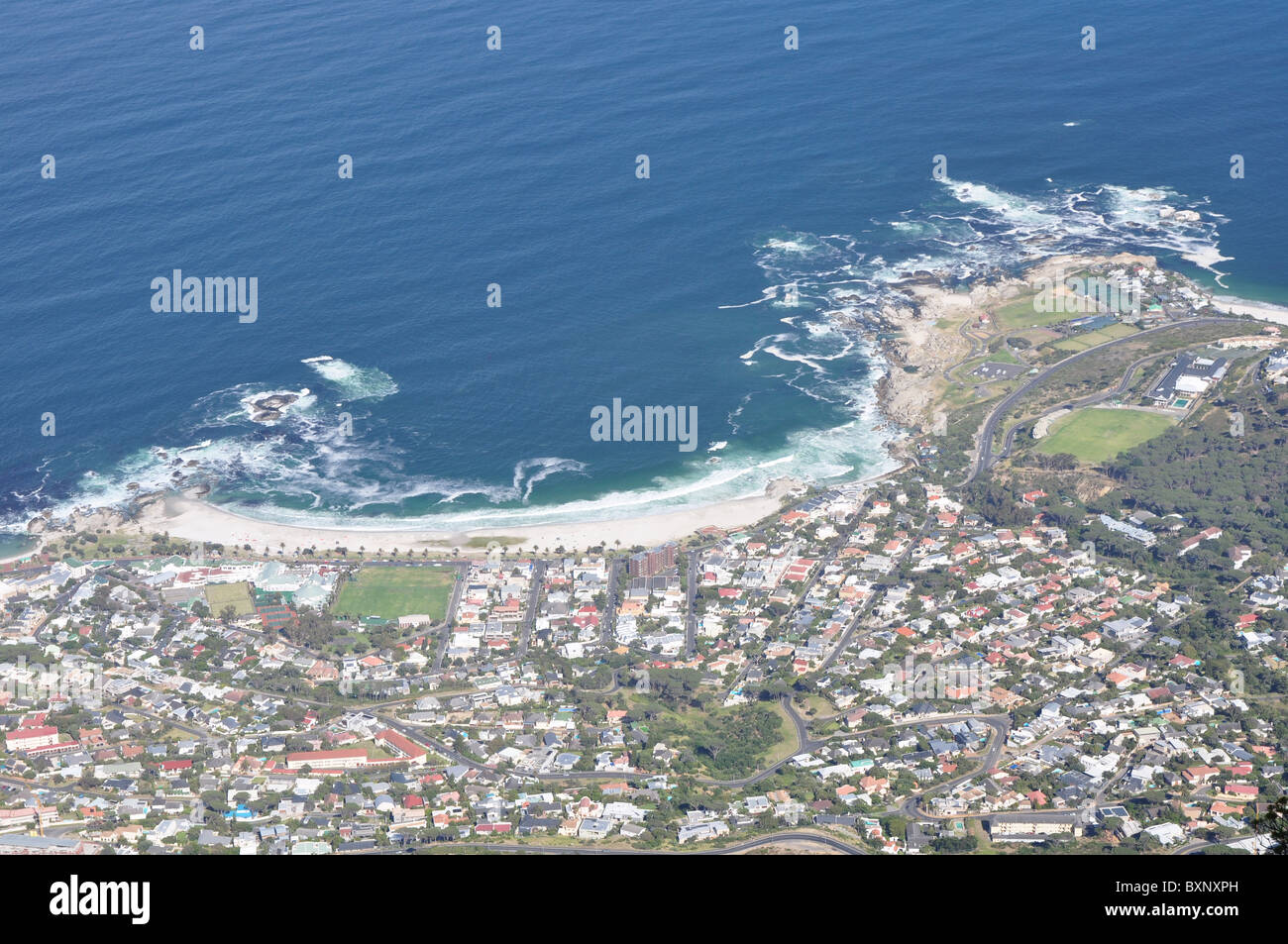 Camps Bay, view from Table Mountain, Cape Town, South Africa Stock ...