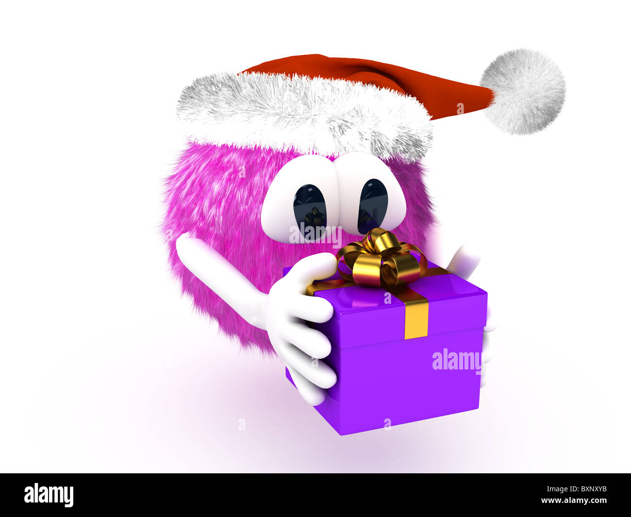 Cartoon character with present Stock Photo - Alamy