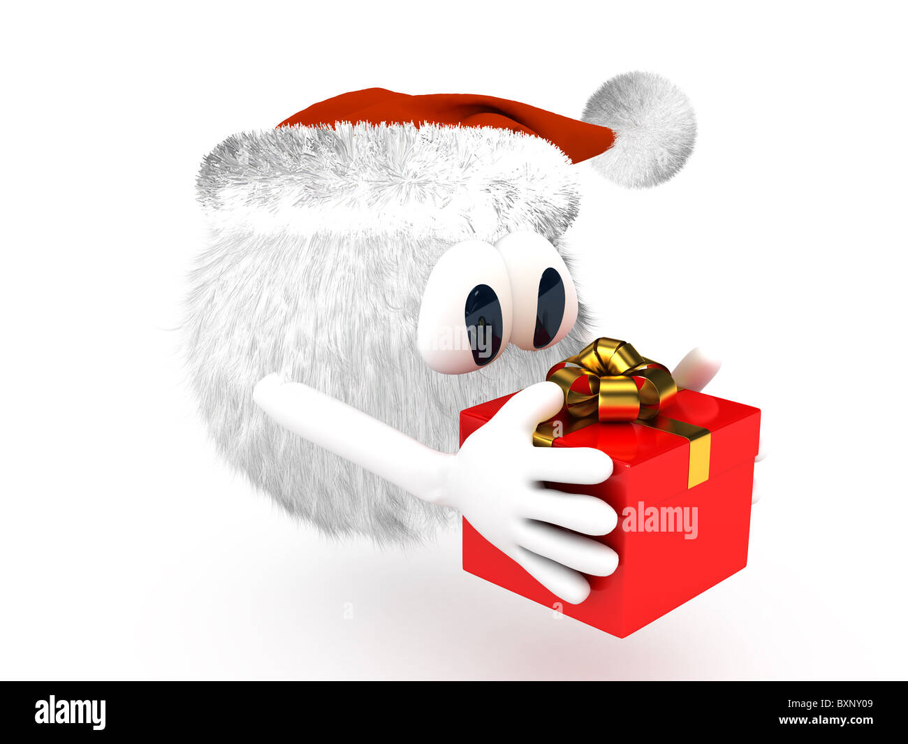 Cartoon character with present Stock Photo - Alamy