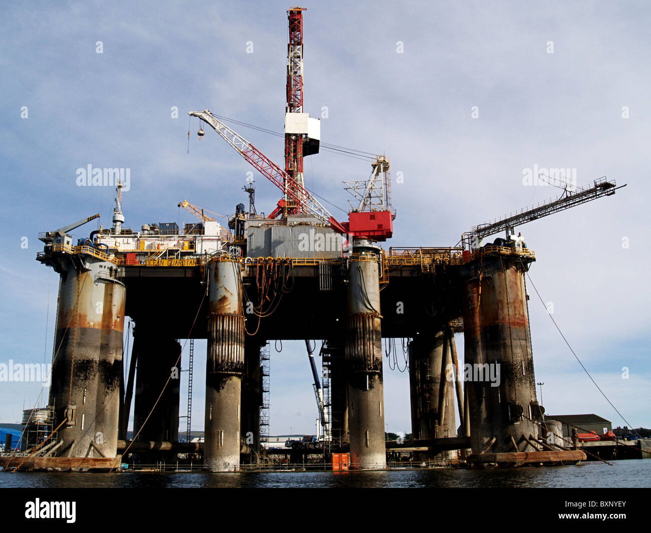 An unusual view of the Ocean Guardian Semi Submersible Oil Drilling Rig ...