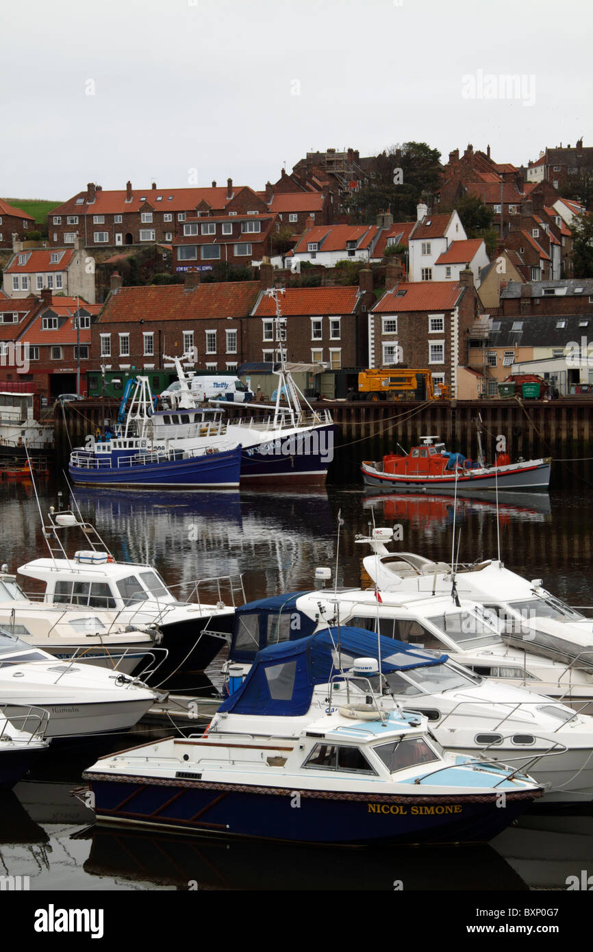 Boats and Ships moored in Whitby Harbour Stock Photo - Alamy