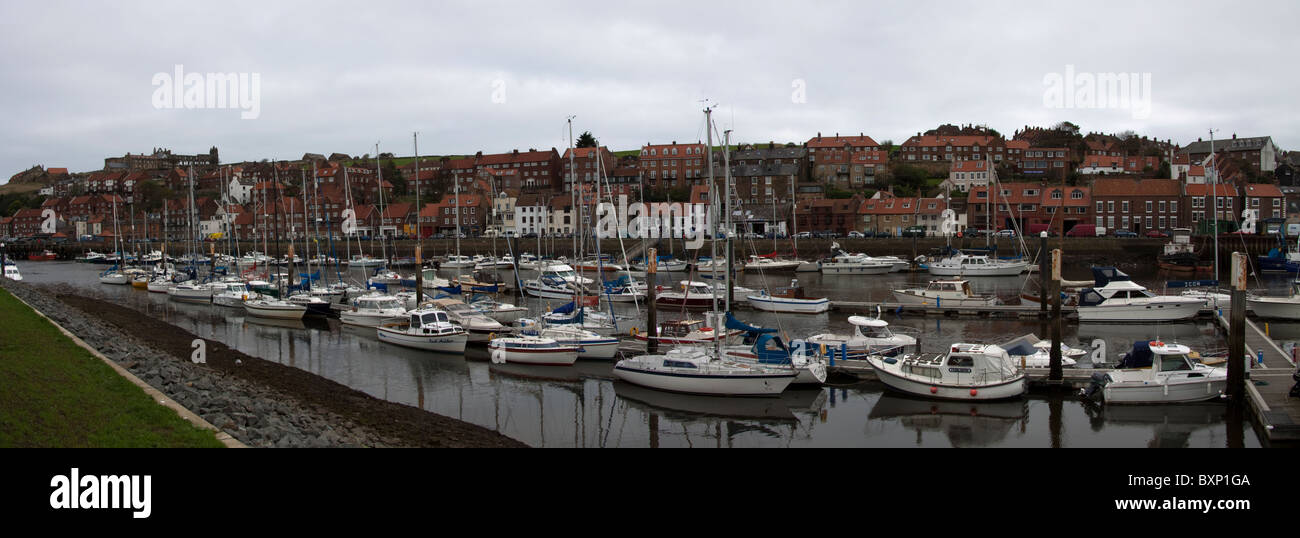 Whitby Harbour Panoramic Stock Photo - Alamy