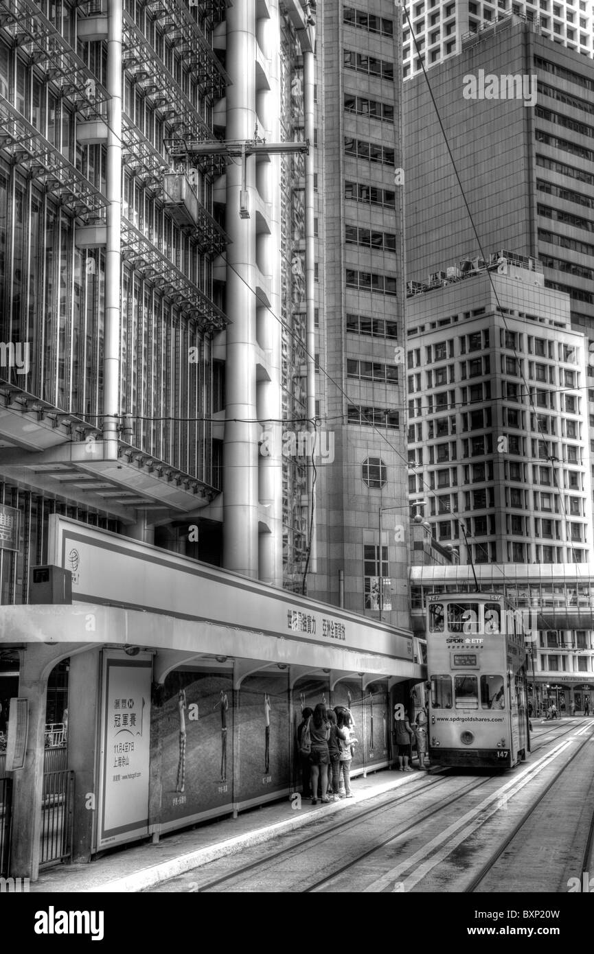 Iconic transport on Hong Kong Island, the tram runs the length of ...