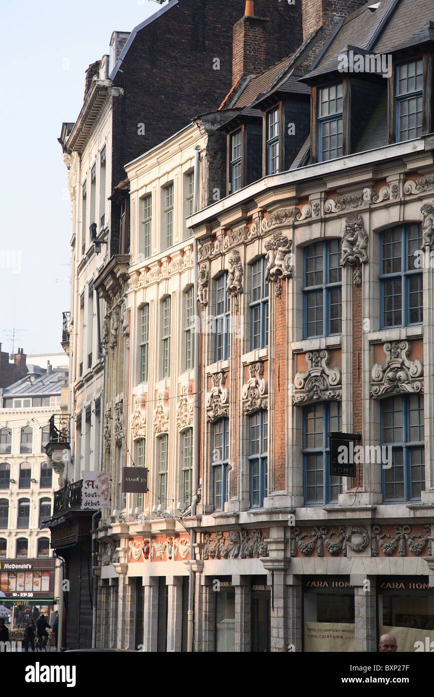The facade of an office building in the Old Town, Lille, France Stock ...