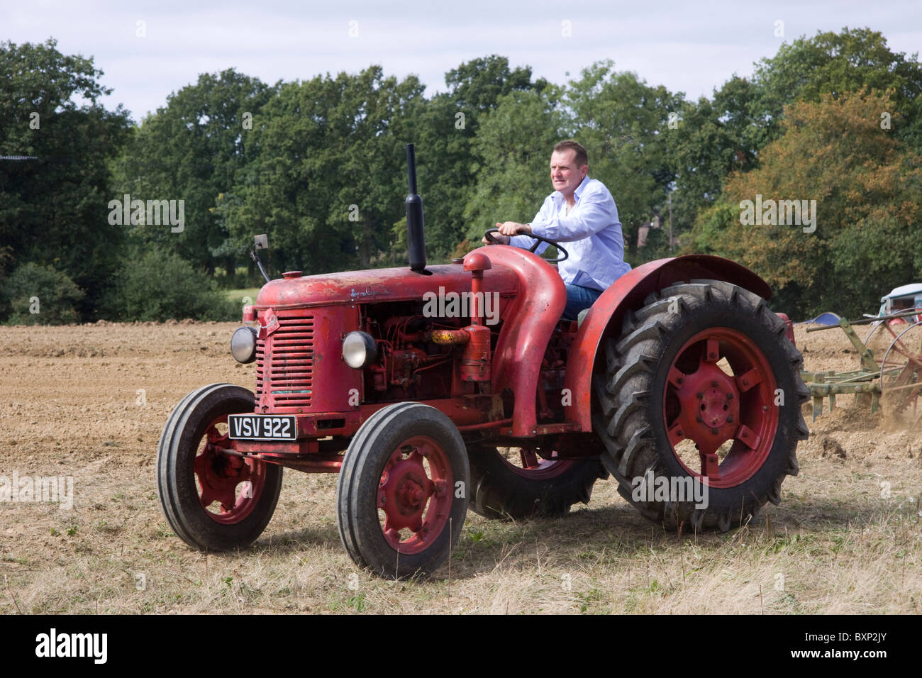 Vintage tractor taking part in ploughing demonstration Rudgwick Steam ...