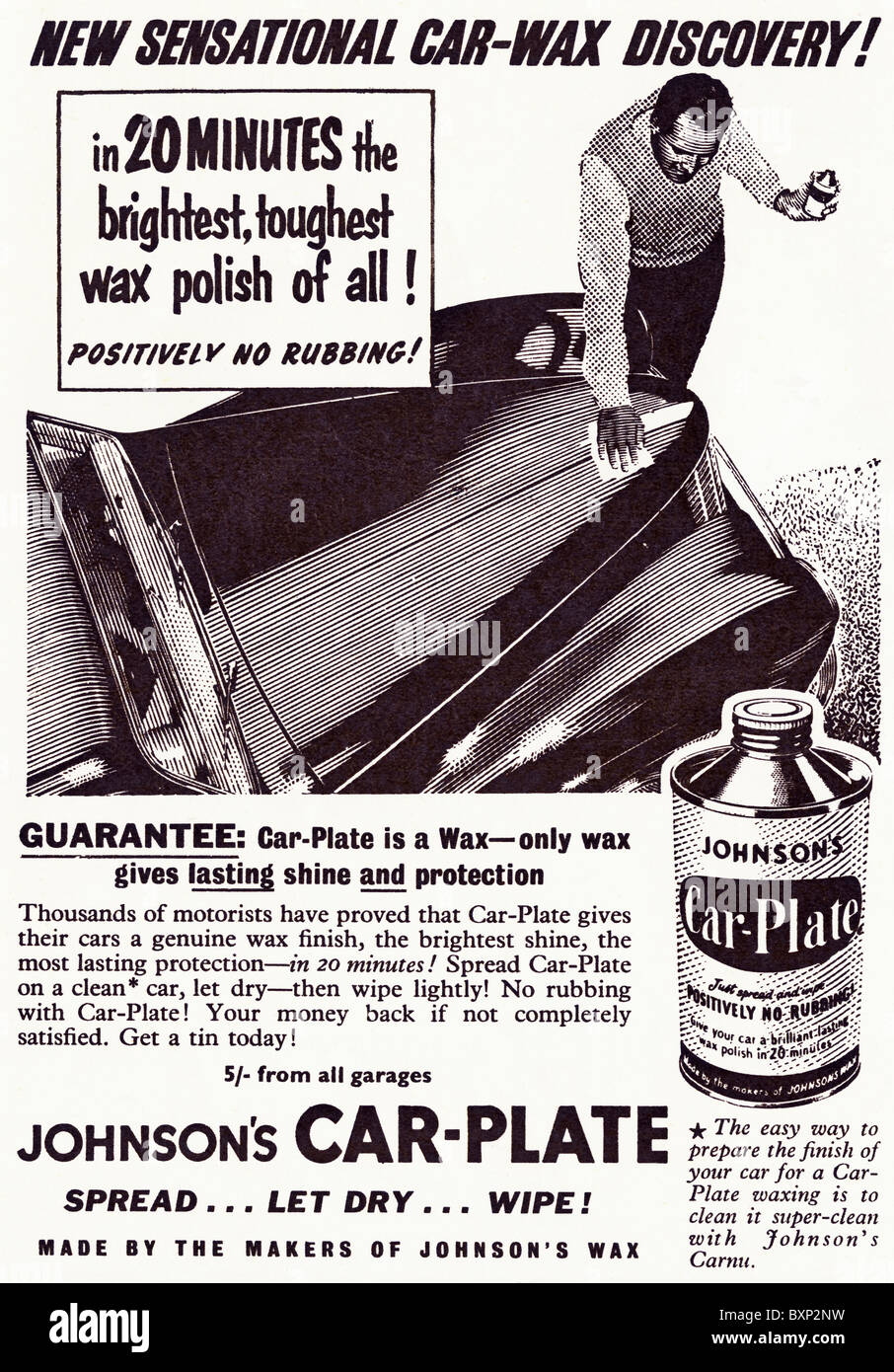 Magazine advertisement used circa 1952 for Johnson's car wax Stock ...