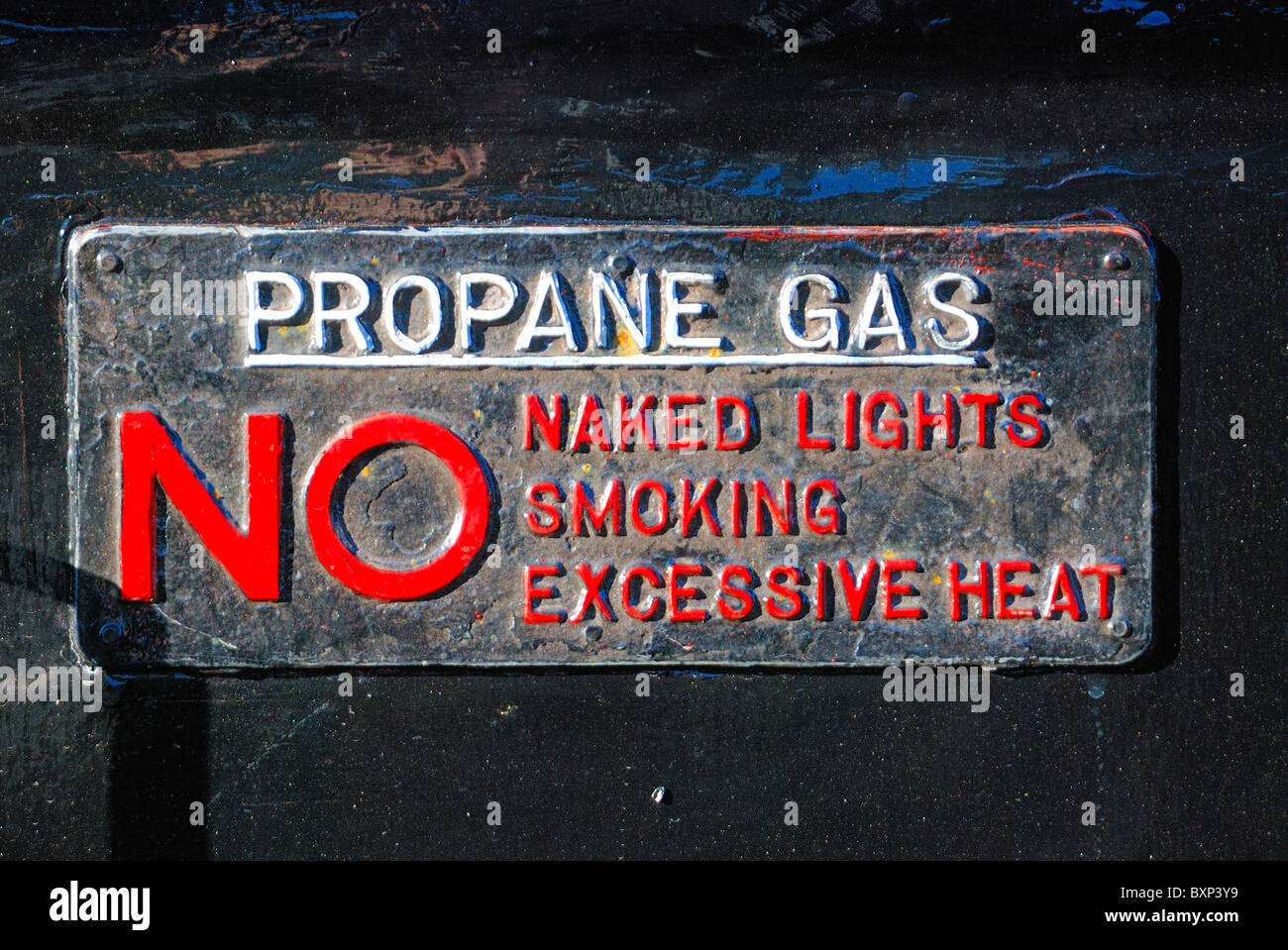 propane gas warning sign Stock Photo - Alamy