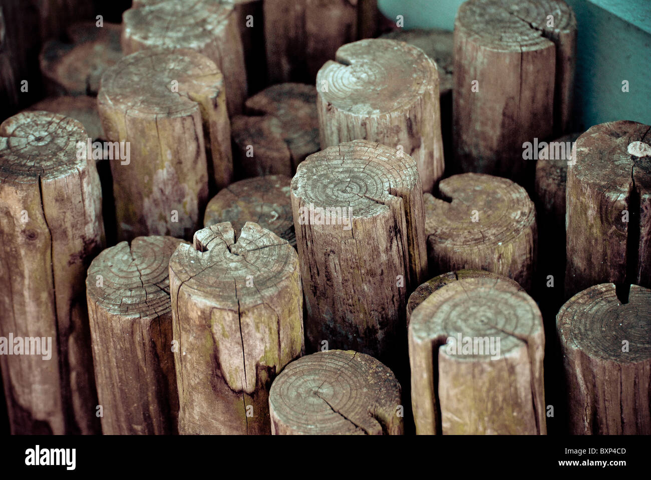 Several old pieces of wood stacked together Stock Photo - Alamy