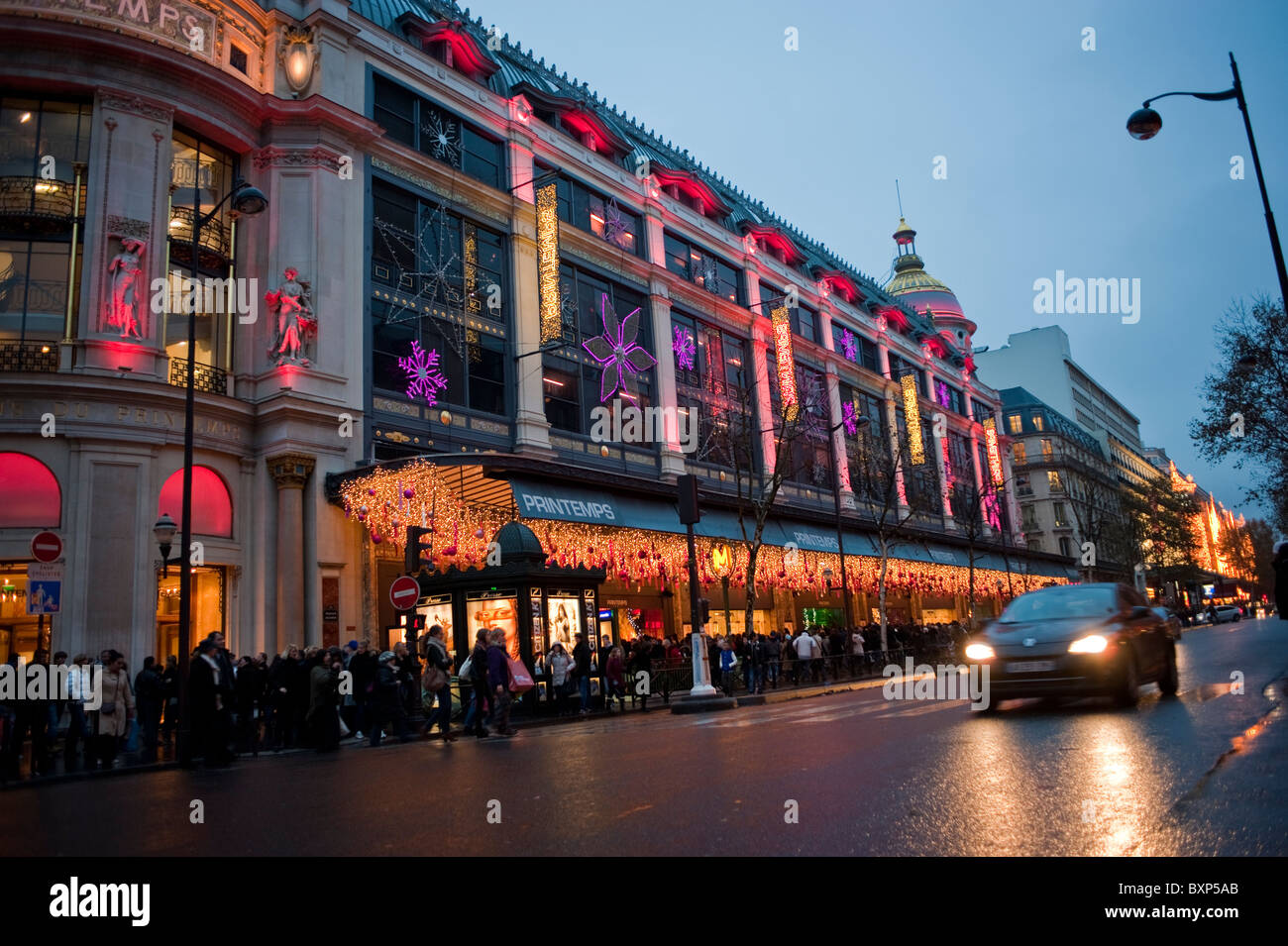 Paris, France, Christmas Decor, Le Printemps Department Store, Night ...