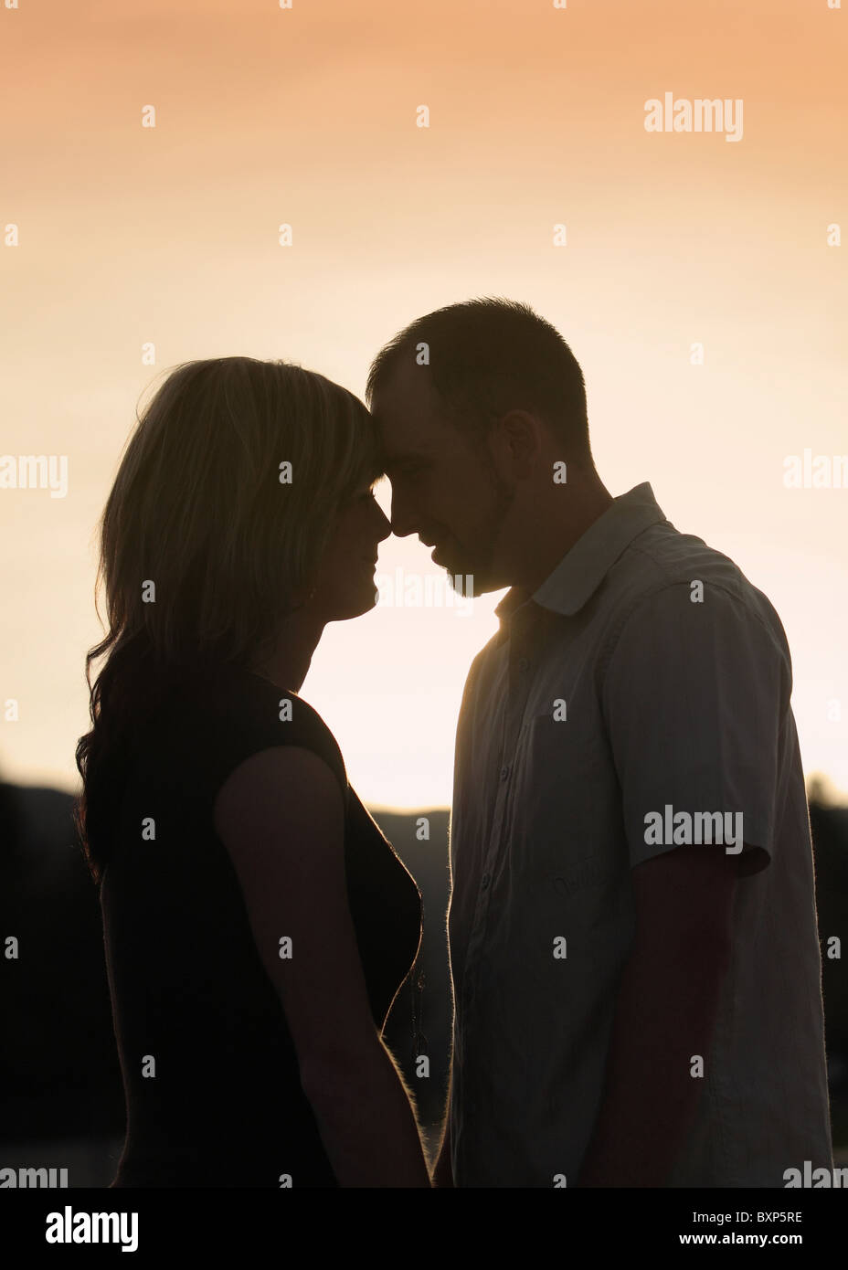 Silhouette Couple Head