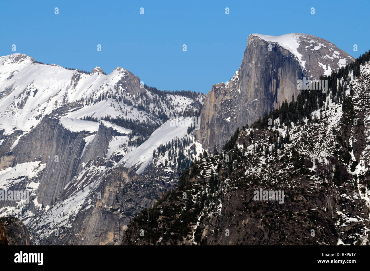 Half dome granite crest rock formation Yosemite valley national park ...