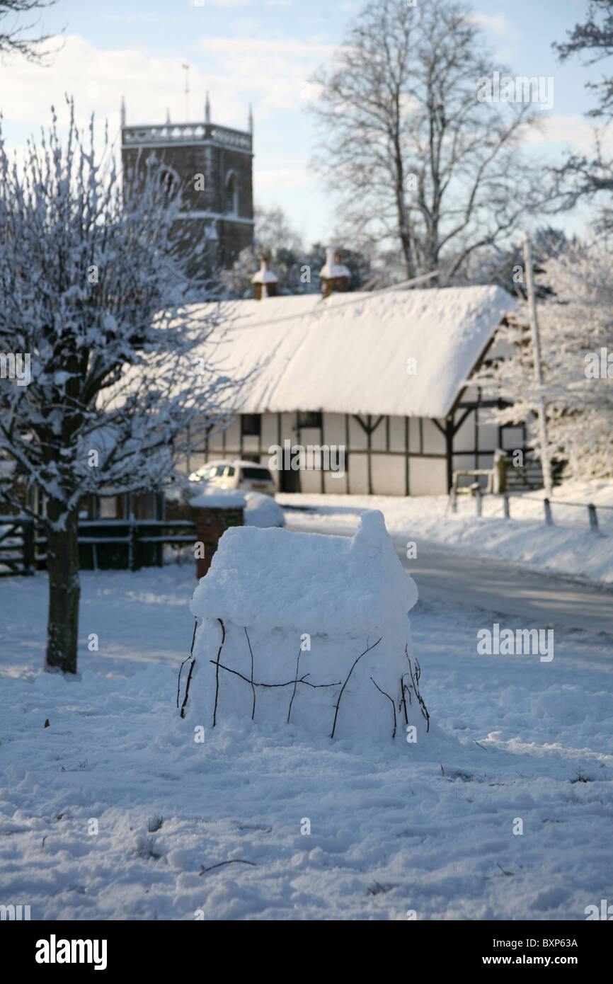 Snow house winter scene Stock Photo - Alamy
