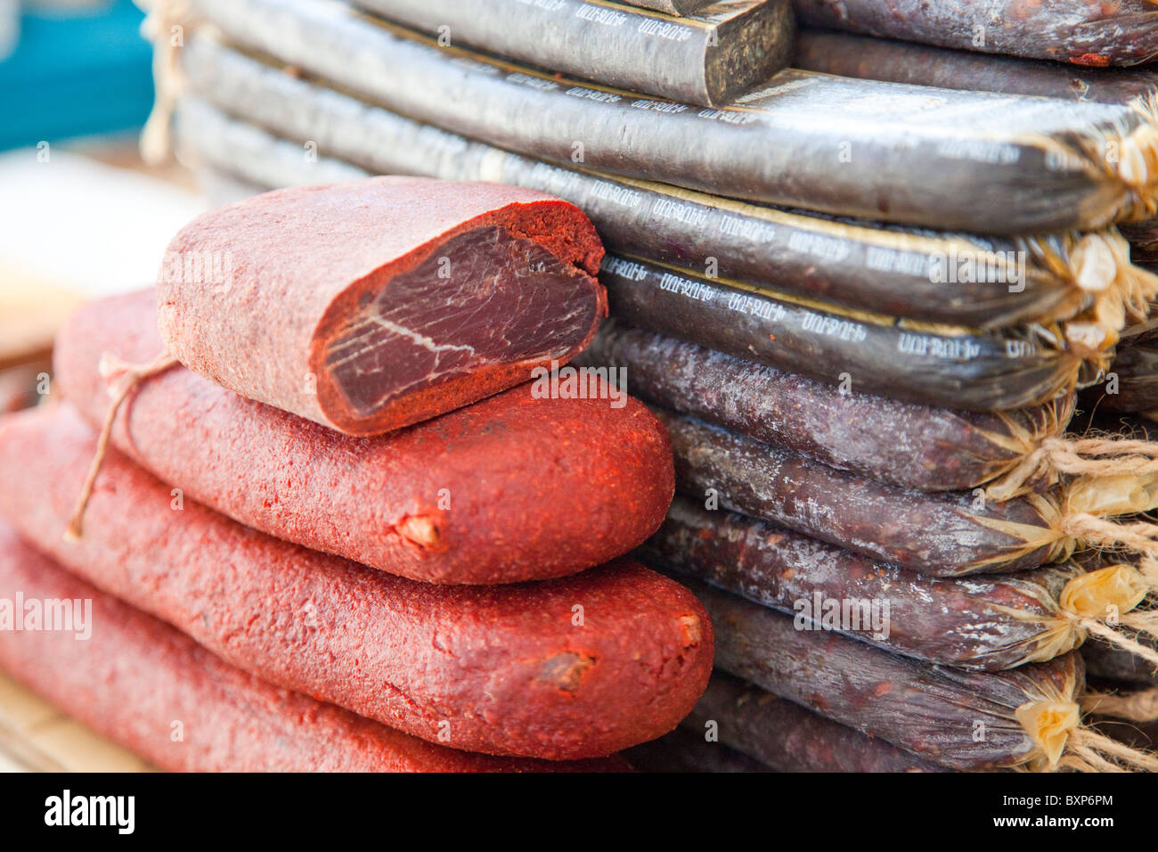 Basturma Cured Meat at the Food Market or Shuka in Vanadzor Armenia ...