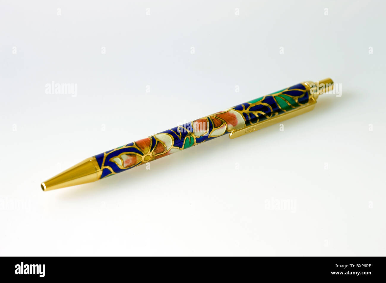 Example of Japanese cloisonne enamel ware on a pen Stock Photo - Alamy