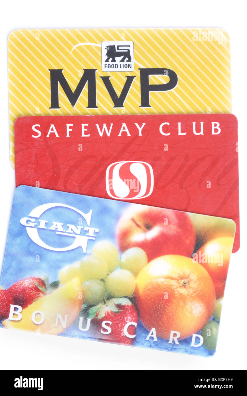Supermarket club or bonus cards for Food Lion, Safeway and Giant ...