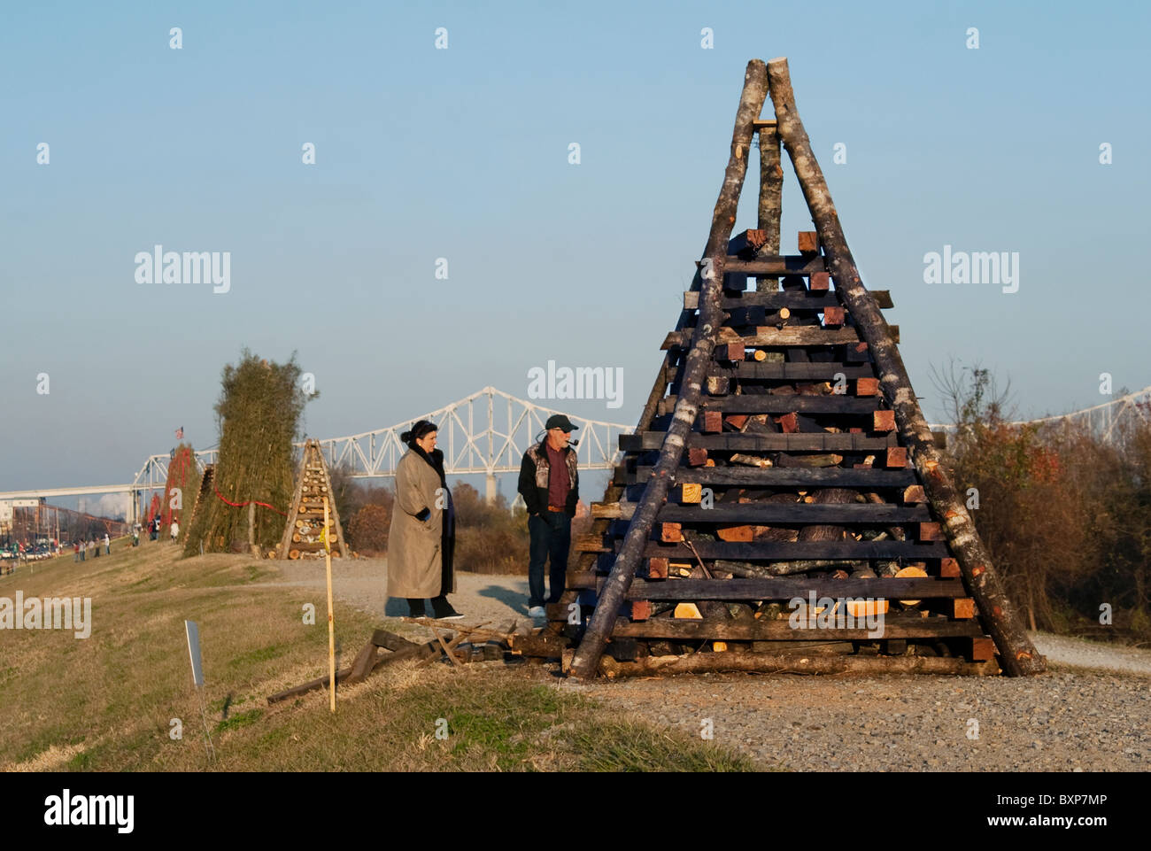 Bonfires mississippi levee hi-res stock photography and images - Alamy