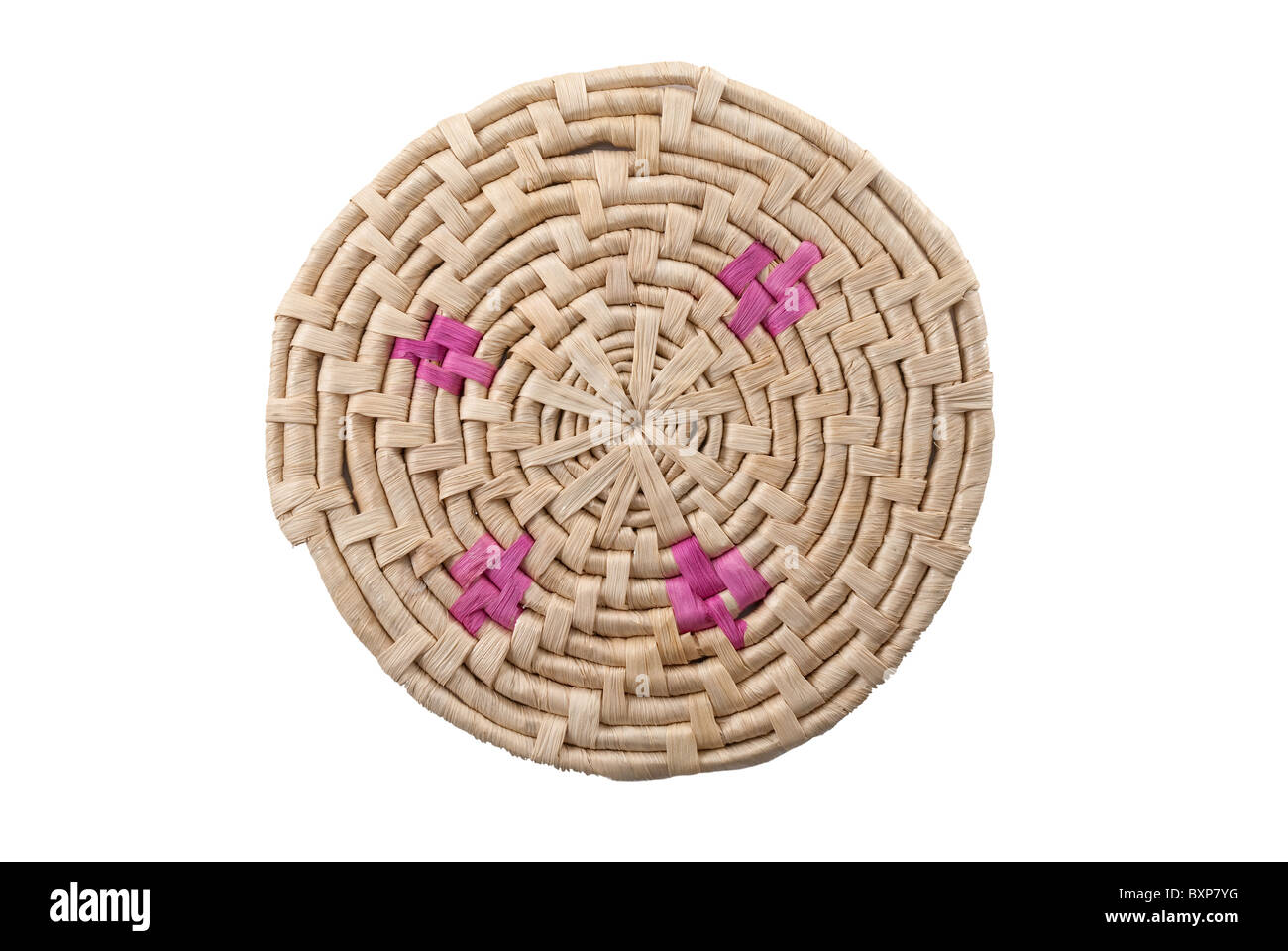 Round handmade colored mat isolated on white background Stock Photo - Alamy